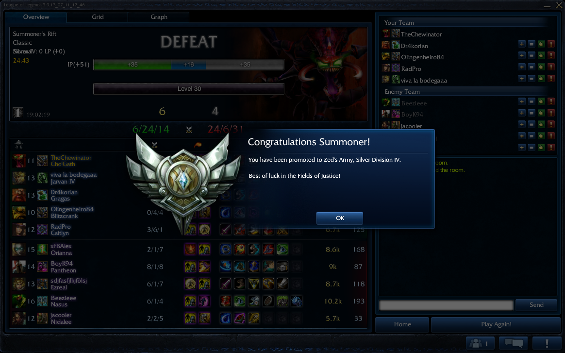 TheChewinator: League of Legends Ranked Log: Placement: Silver IV