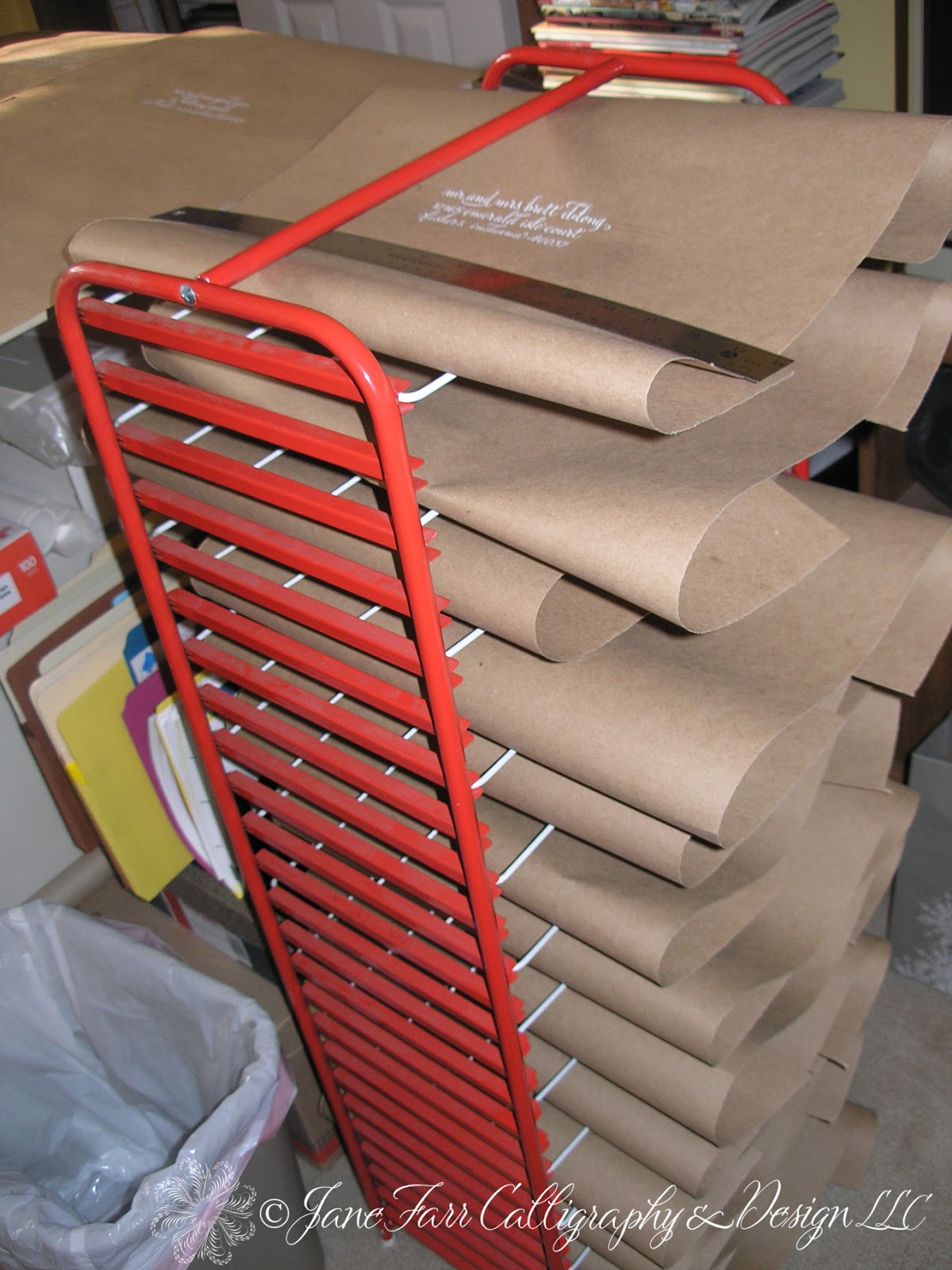 A Place To Flourish: Calligraphy Flourish Friday - Envelope Drying Racks