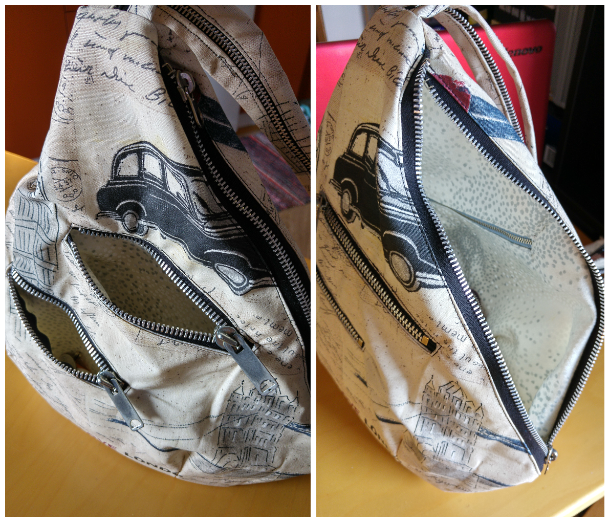 Sew Scoundrel: Tutorial: DIY backpack / sling bag with lining and pockets