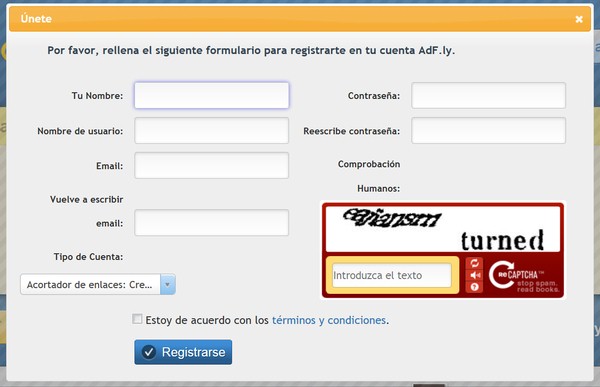 Todo sobre Adf.ly: Como registrarse en Adf.ly