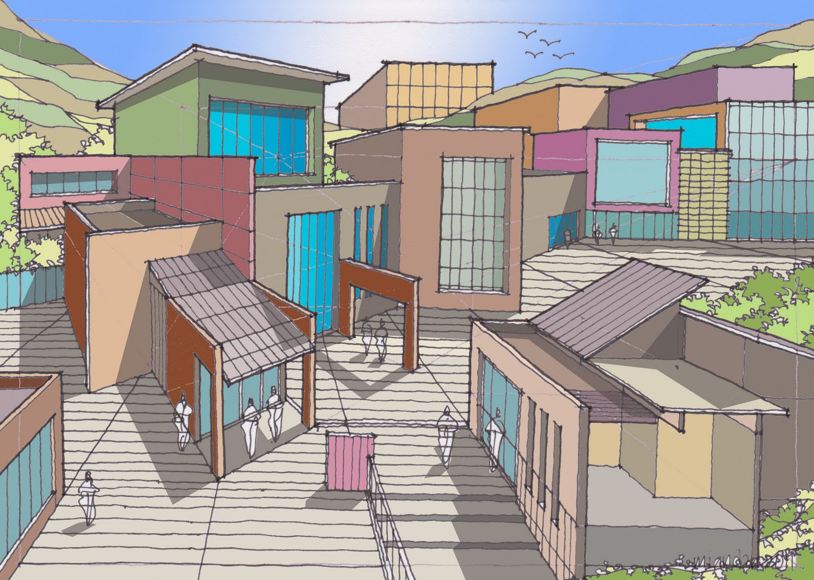 Drawing Techniques Zone & Architecture Info: How to draw a town 080711 ...