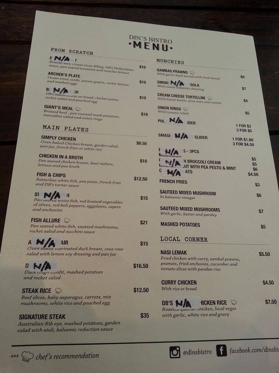 everythingiknow: Din's Bistro Brunei Menu