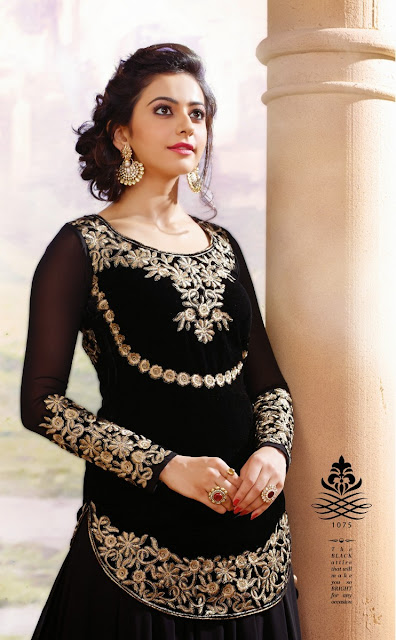 BLACK HEAVY EMBROIDERED DESIGNER PARTY WEAR DRESS