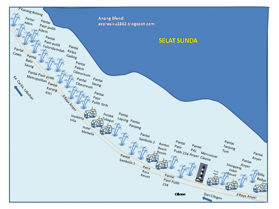 Radwiefed: LIBURAN DI PANTAI ANYER (PETA Pantai Anyer)