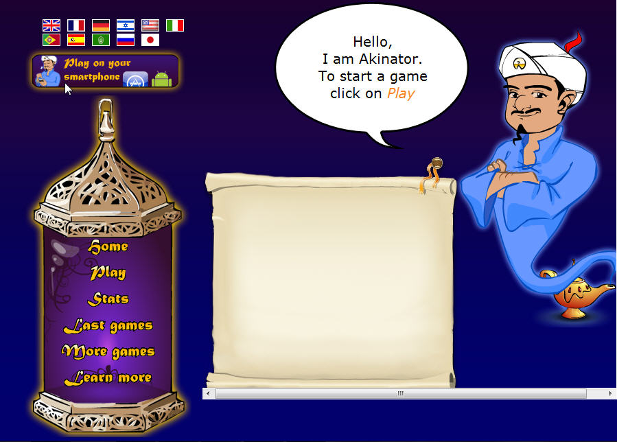 English stuff ESL: COMPETE WITH AKINATOR, THE GENIUS!