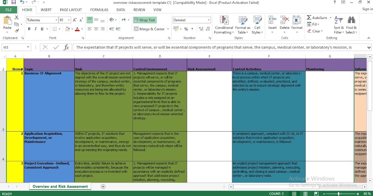 Risk Assessment Excel Template