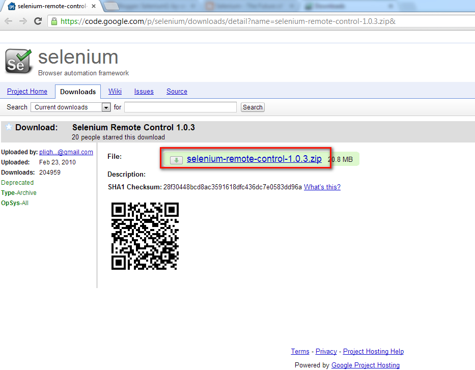 Selenium1 By Arun 2 Downloading The Selenium Rc 103 And Selenium Standalone Server
