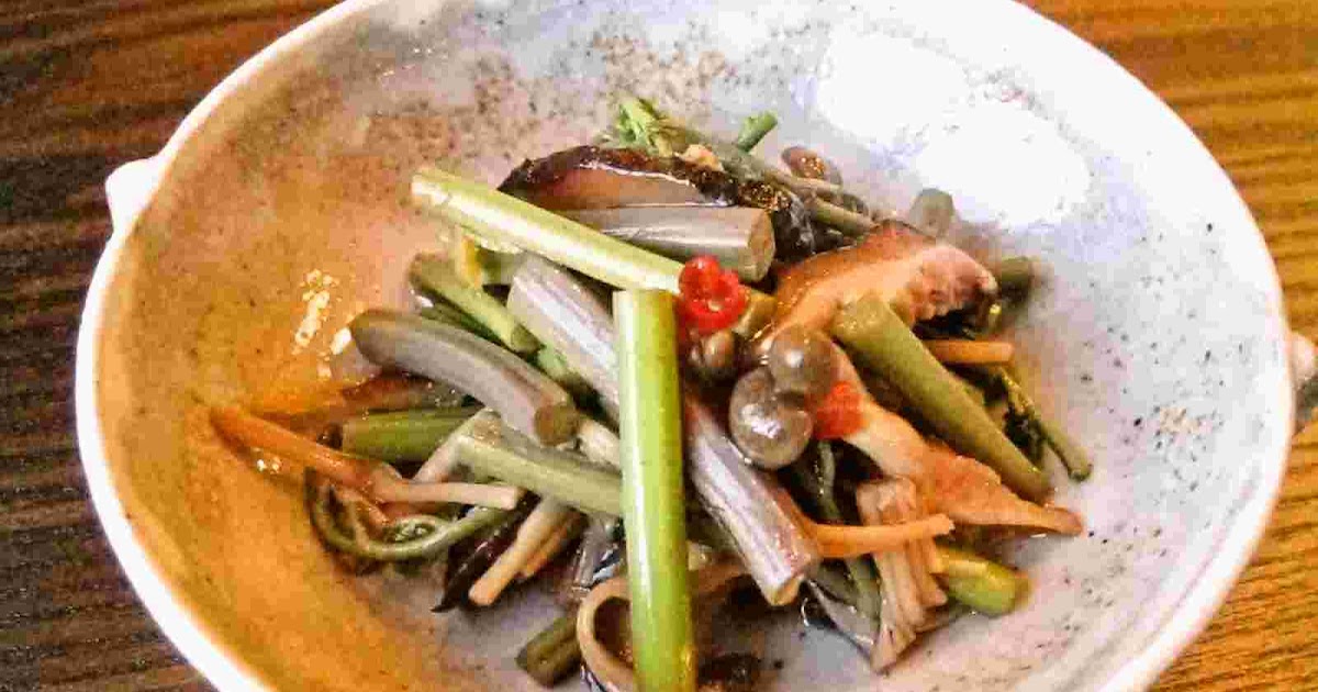 Recipes for Tom: Warabi to kinoko no amakara shoyuzuke / bracken and ...