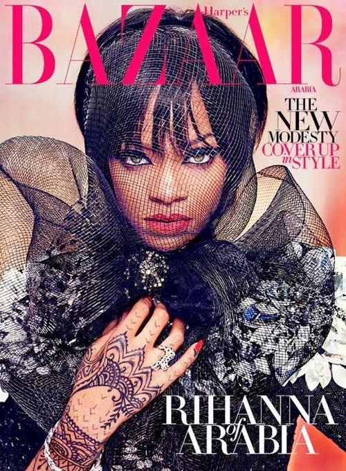 Magazine Covers - Rihanna on Harper's Bazaar Arabia is Glam and Demure ...