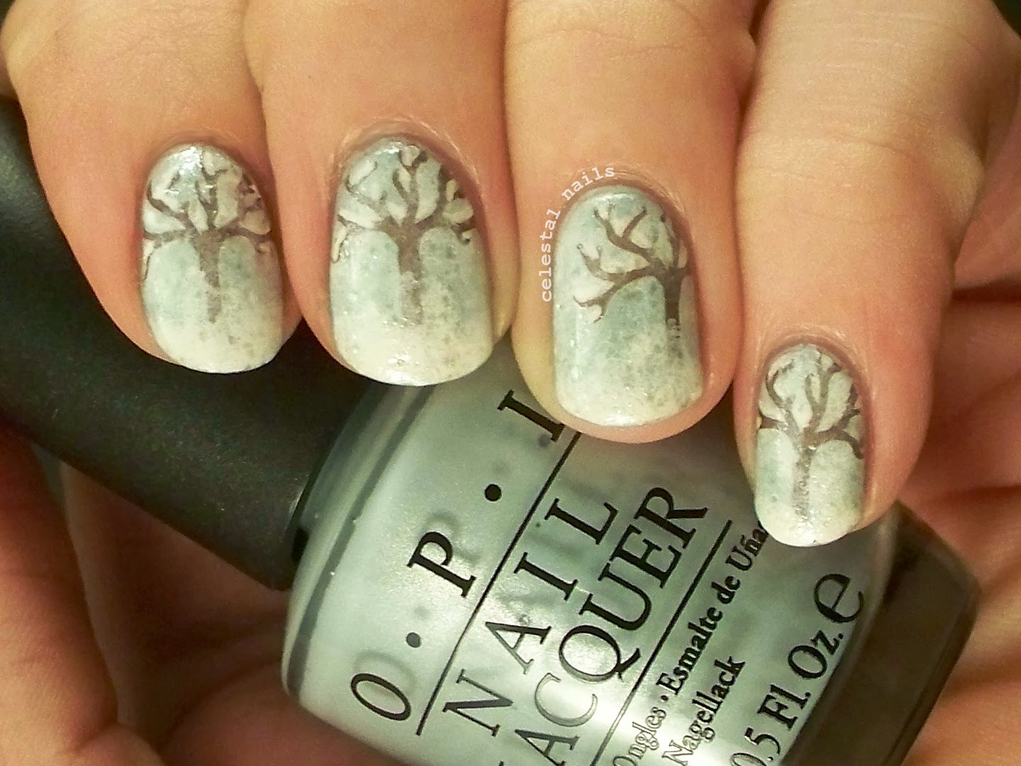 Wintery Trees Nail Art | Celestal Nails