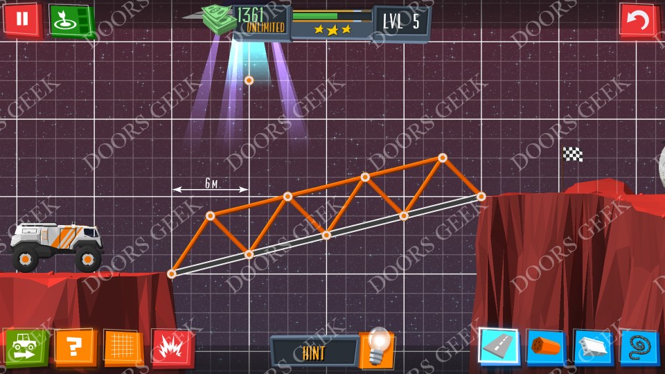 Build a Bridge! [Space] Level 5 Solutions ~ Doors Geek