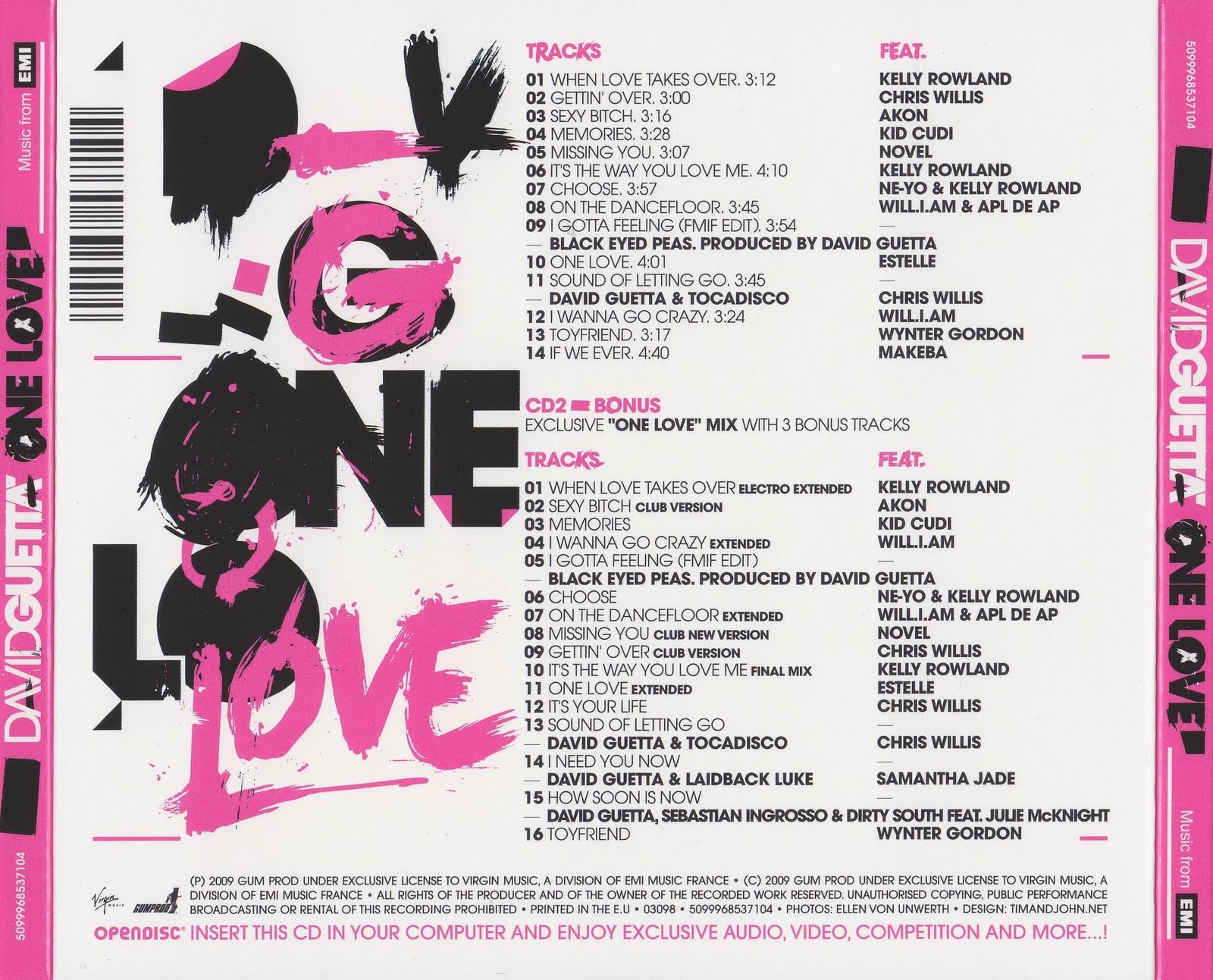 One Love - David Guetta | BookletLandia.it