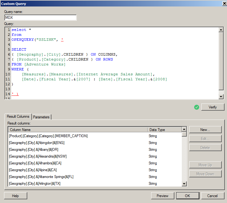 Custom Mdx Queries