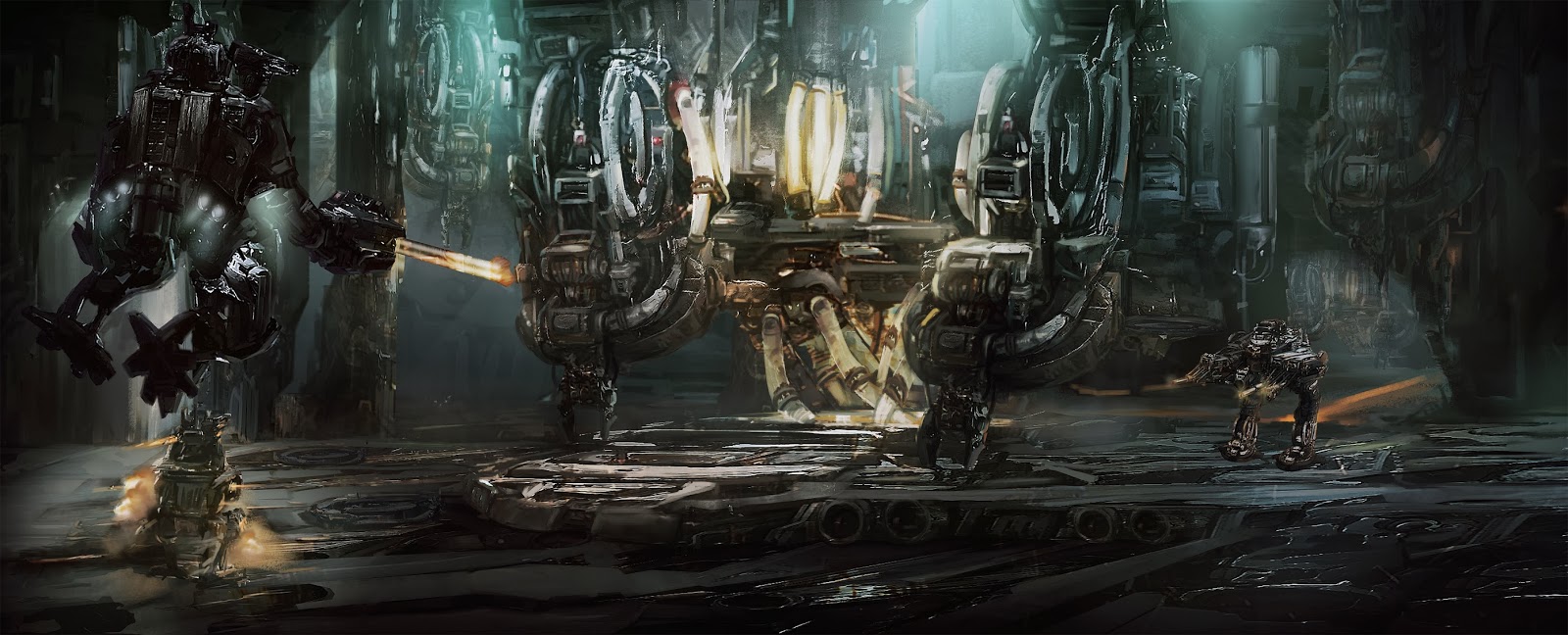 Mech Environment Colour Thumbs and Final Environment Paintings