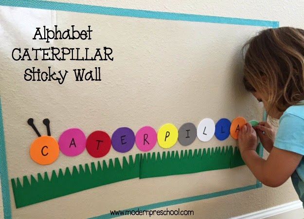 Reusable Colorful Caterpillar Alphabet Sticky Wall