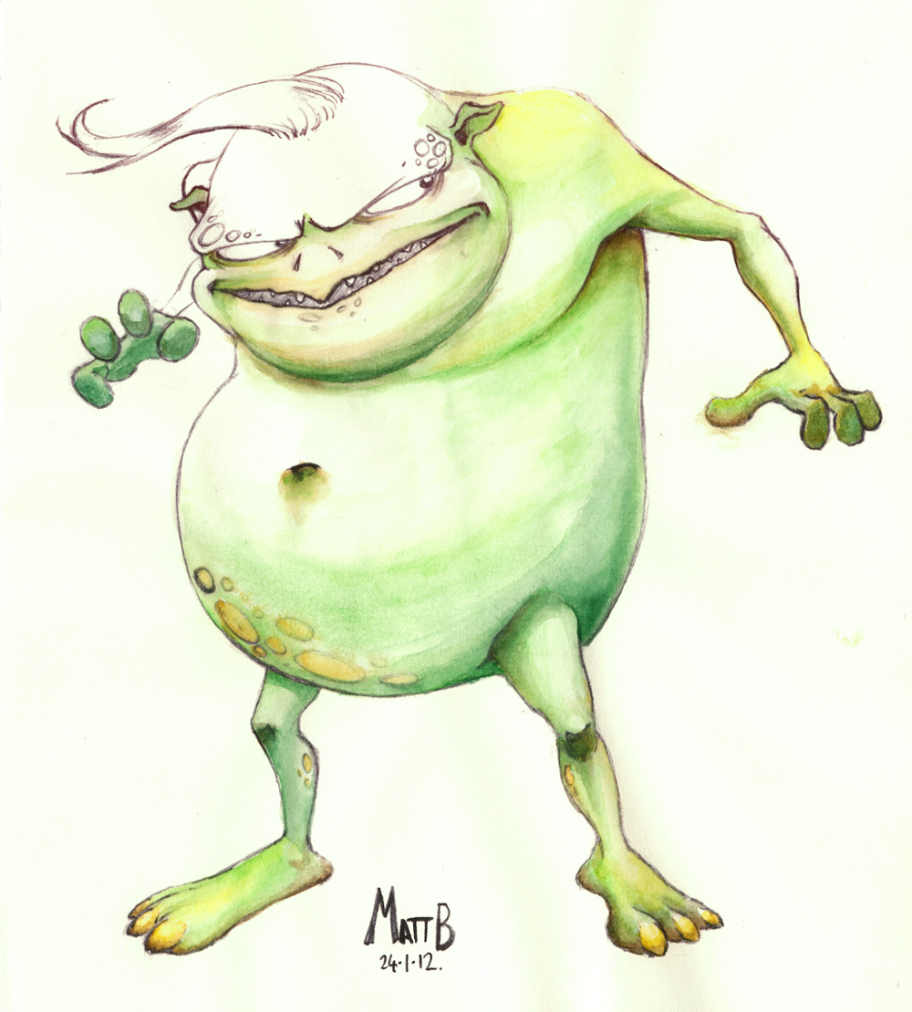 The arty shenanigans of Matt Bryan: Sneaky monster - pencil and watercolour