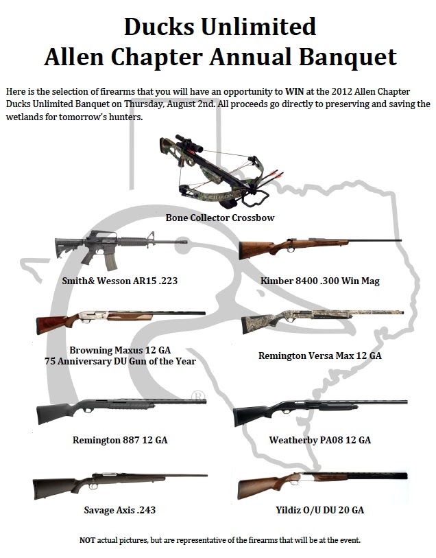 Ducks Unlimited, Allen Texas Chapter: Allen DU Banquet Gun Flier