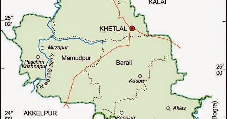 Khetlal Upazila Map, Joypurhat District, Bangladesh