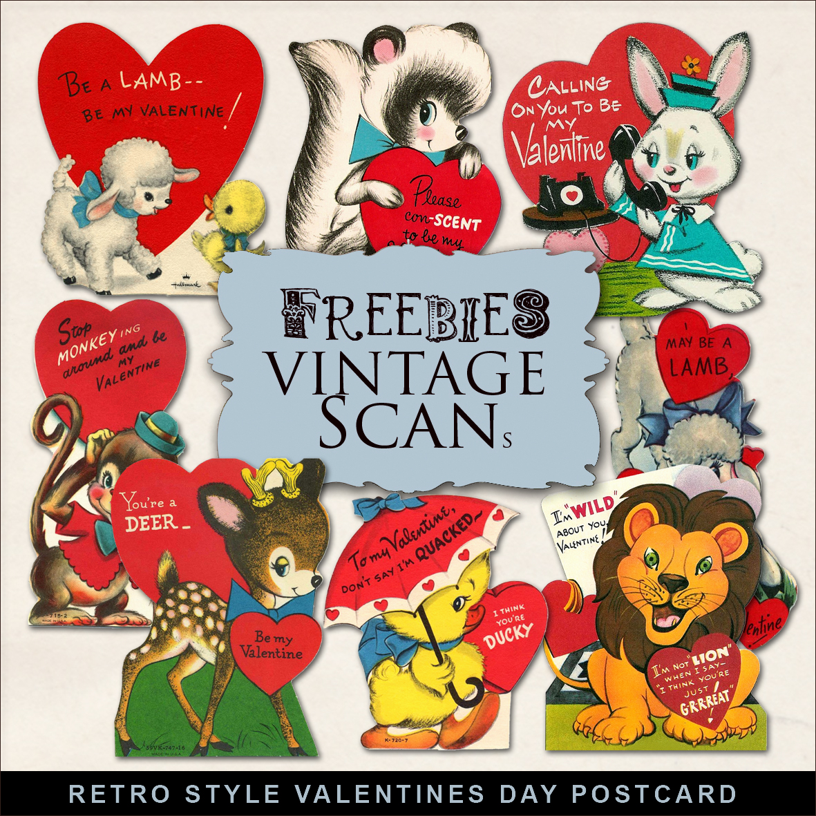 Freebies Kit of Retro Postcards - Valentine's Day:Far Far Hill - Free ...