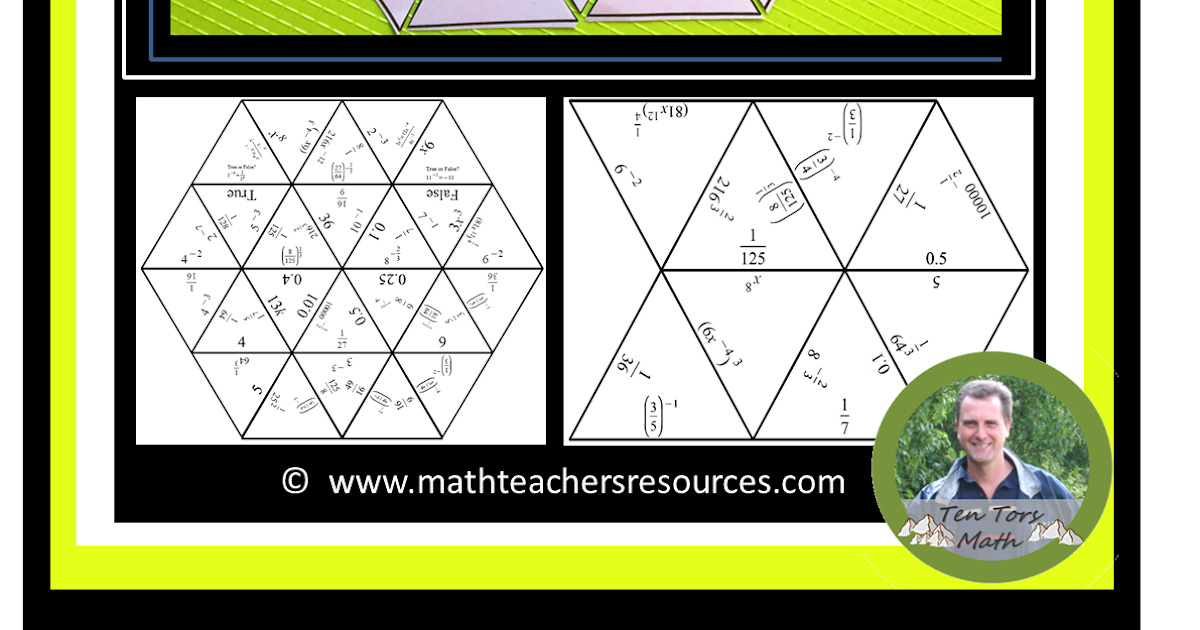 Negative and Rational Exponents Puzzle ~ TenTors Math Teacher Resources