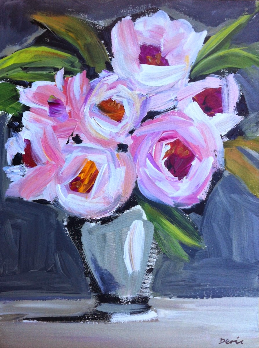 Devine Paintings: Abstract Still Life Peonies
