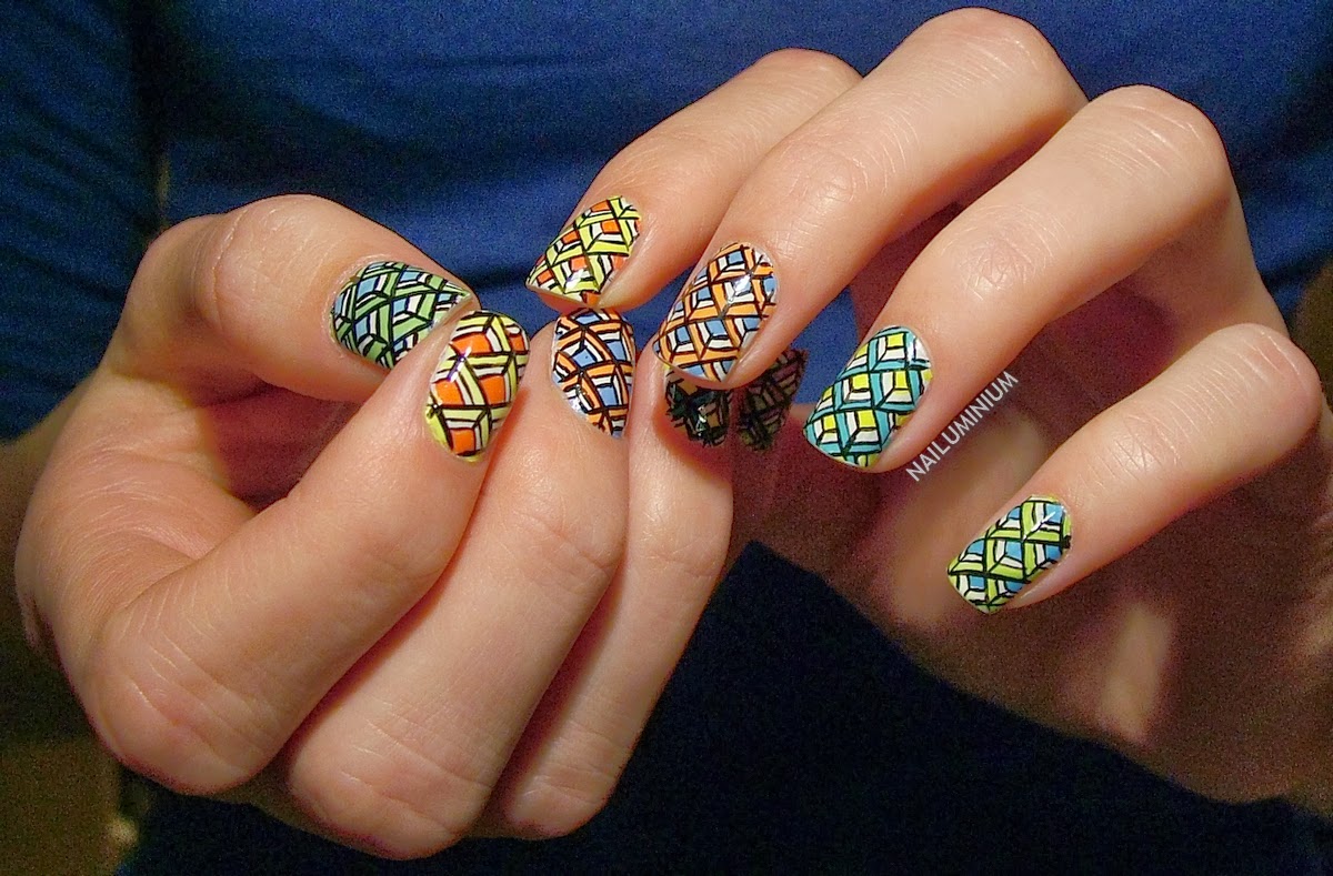 Nailuminium: Geometric Diamonds #2: Skittles (+tutorial)