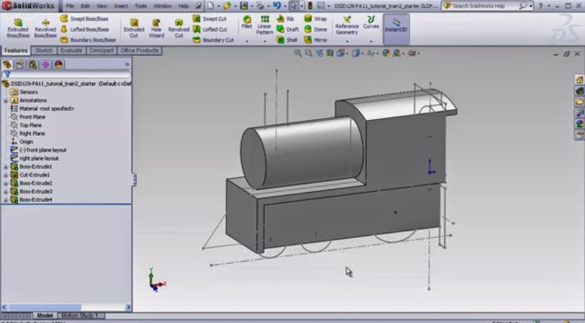 How to draw 3d Train 2 with Layout Sketches in Solidworks Tutorial ...