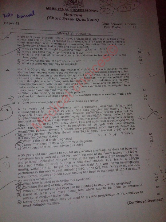 Final Year MBBS Past Papers UHS | MEDICAL CHOICES