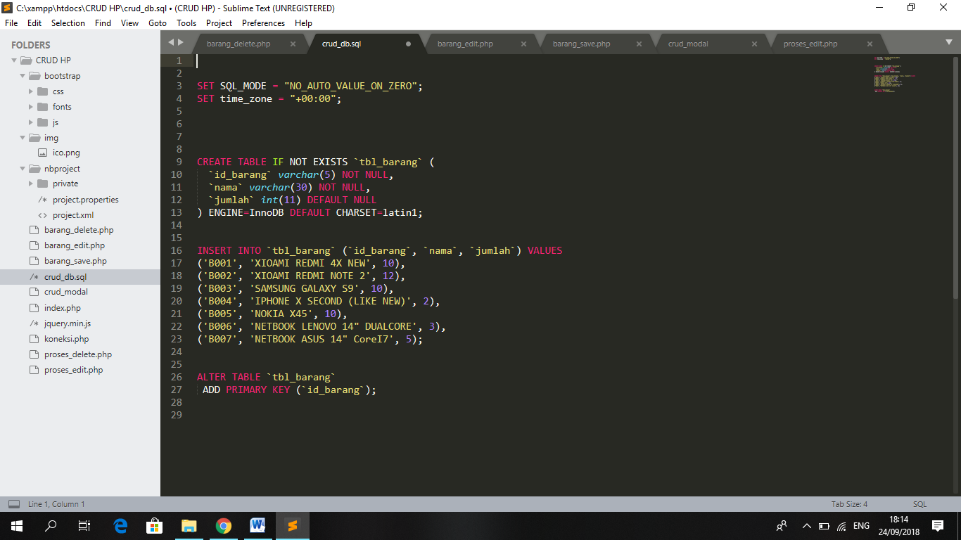 Tugas 1 (CRUD Barang Sederhana)