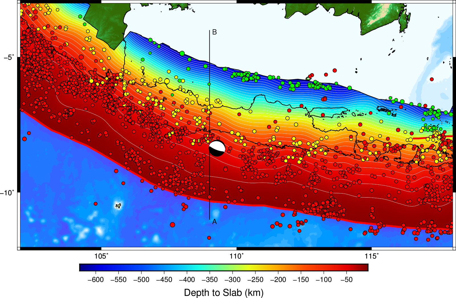 Membuat Cross Section Model Slab Subduksi, Seismisitas dan Mekanisme ...