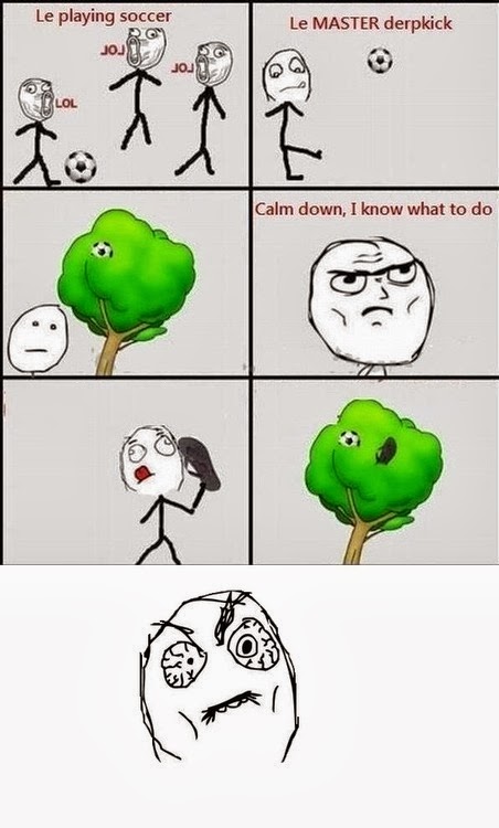 Angry derp meme face comics- Playing soccer