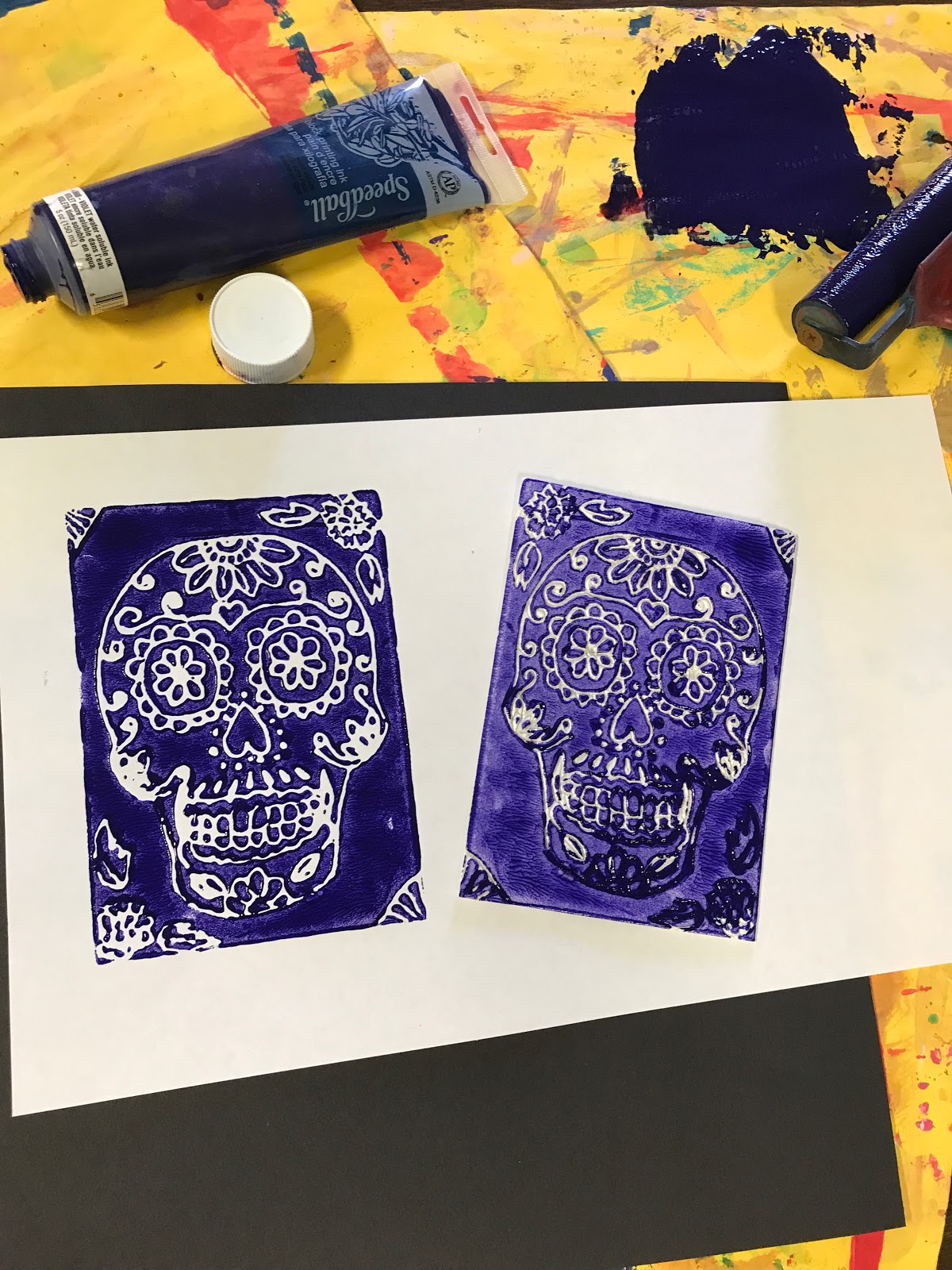 Elements of the Art Room: 5th Grade Printmaking Calaveras 💀 or Sugar Skulls