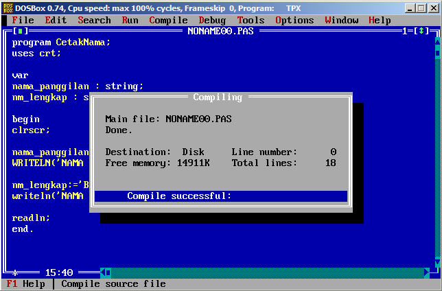 Kode Program: VARIABEL PADA PASCAL