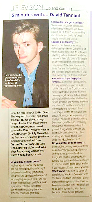 INTERVIEW: David Tennant Talks About Love In The 21st Century Back In 1999