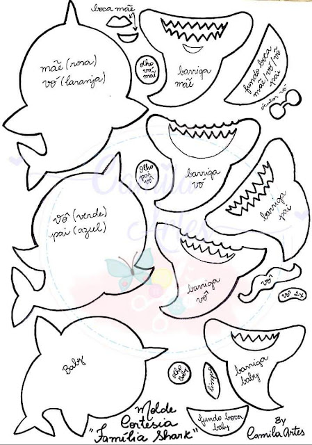 Decoração Infantil Baby Shark de EVA com Moldes - Molde para Artesanato ...