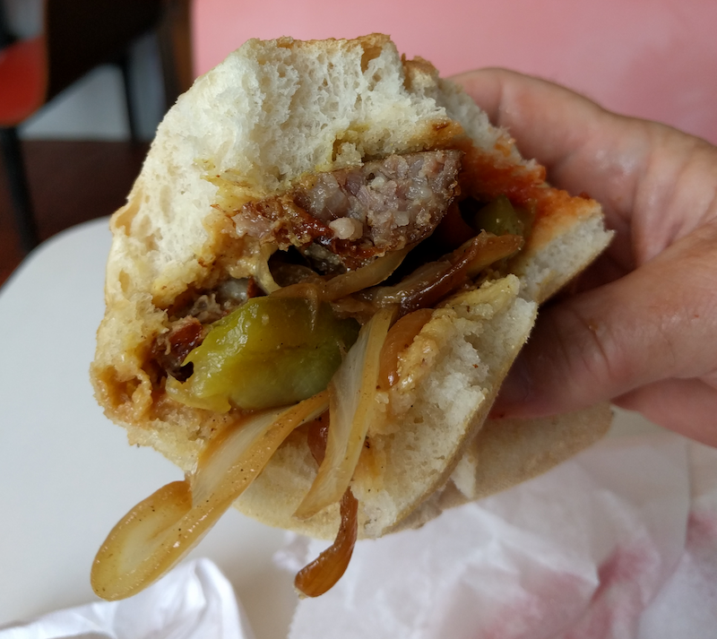 Fat Tuesday Italian Sausage Dog at Jimmy Buff's in West Orange, New Jersey