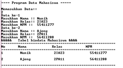 Contoh pembuatan Data mhs menggunakan Array pada Java ~ Make up ur mind!!