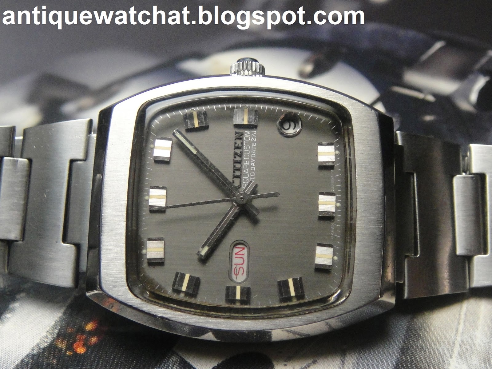 Antique Watch Bar: CITIZEN SQUARE CUSTOM AUTO DAY DATE 27 JEWELS CTZ80 ...