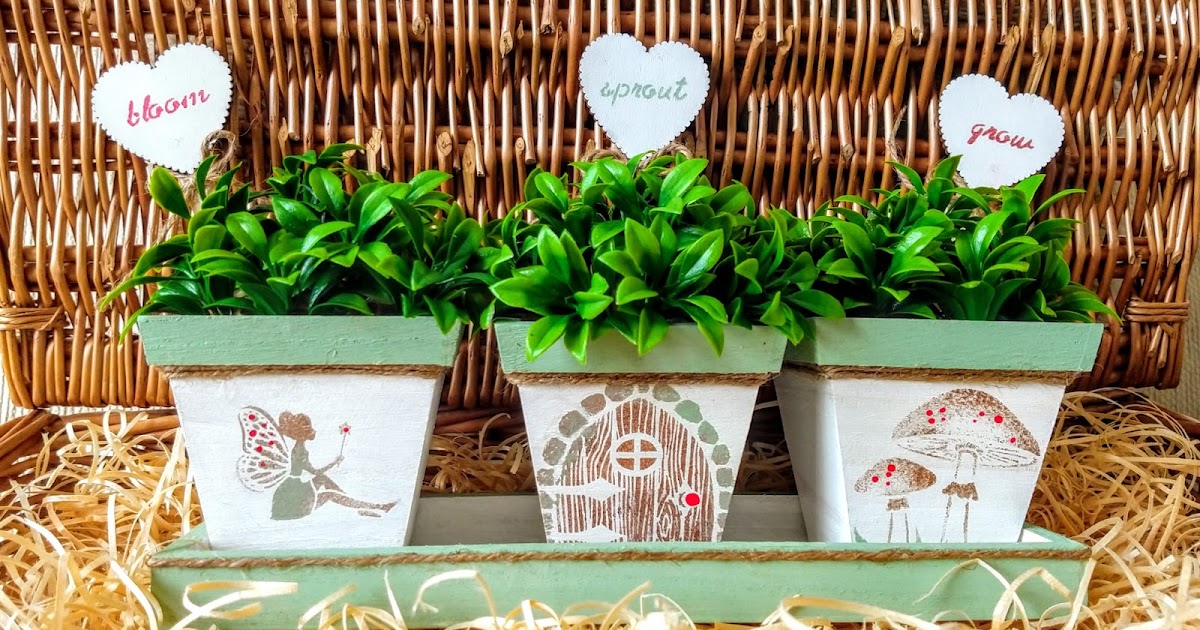 A Passion For Cards: Decorating a set of wooden flower pots with Folk ...