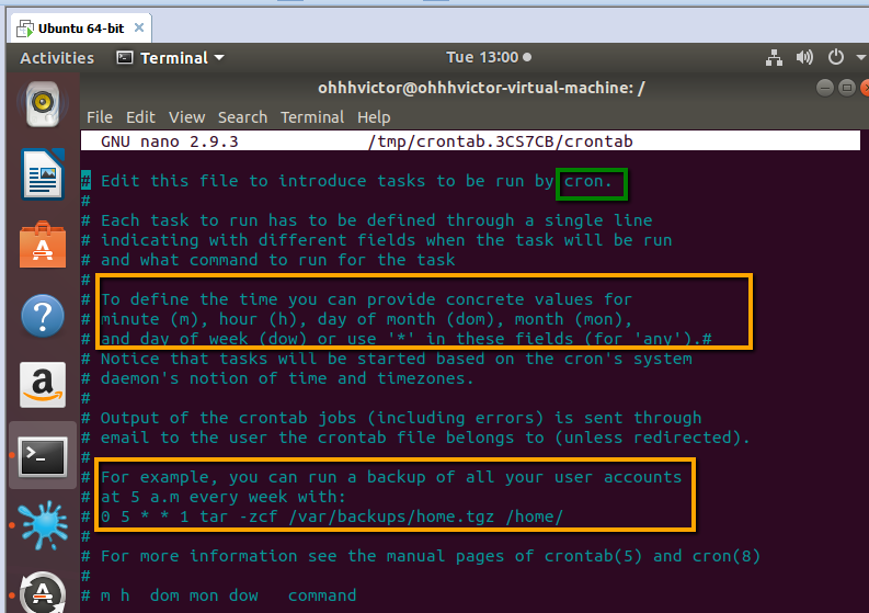 Scheduling Task With Crontab Linux