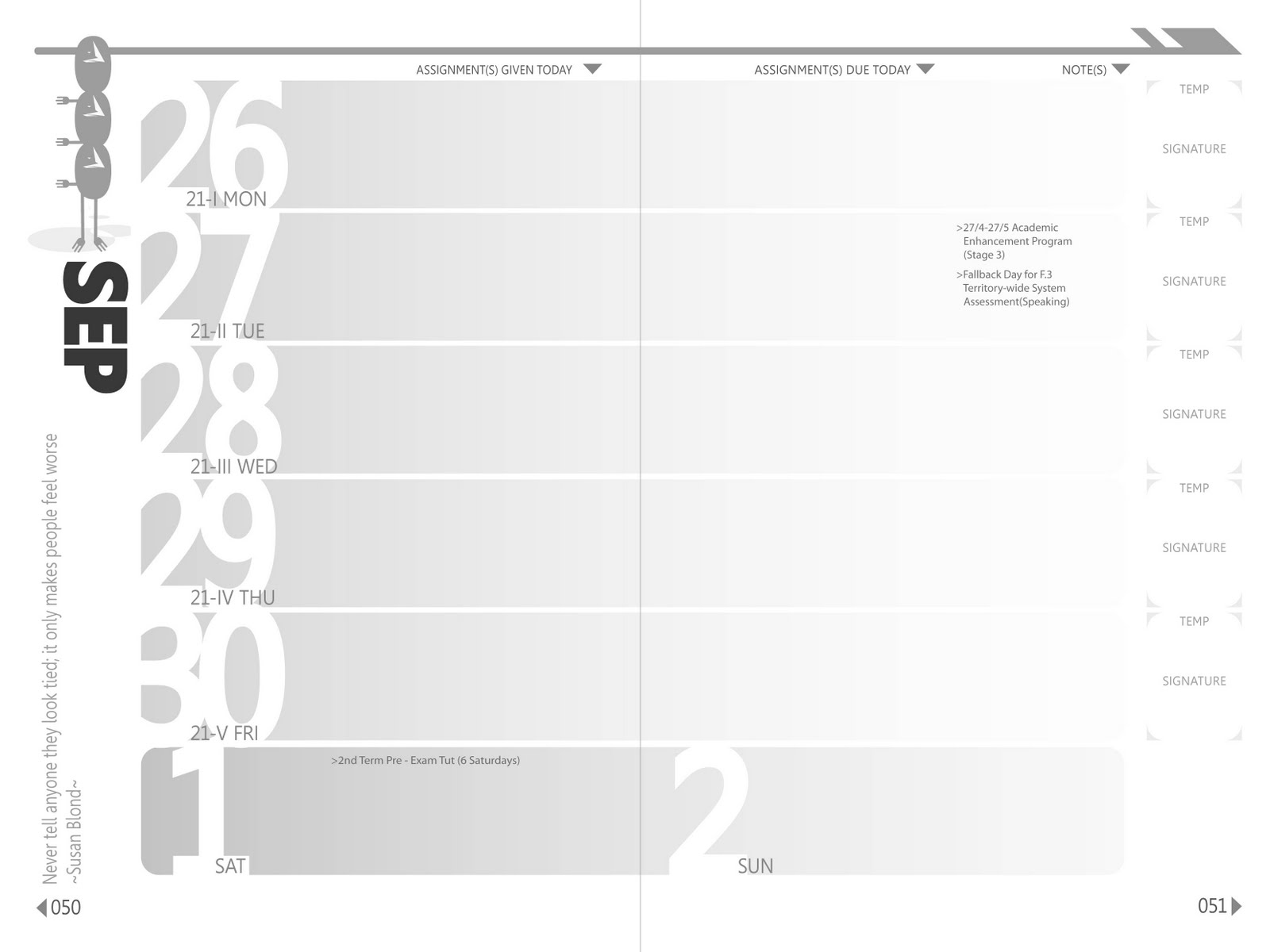 AMY SO Portfolio__________________: LAYOUT - schedule book for student