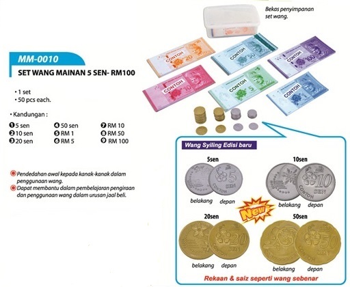 ALAT BANTU MENGAJAR (ABM): SET WANG MAINAN 5 SEN - RM 100
