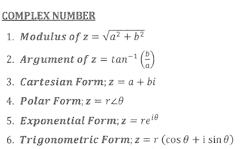 Summary of Chapter 3 | Complex Number | List of Formula | June 2017 ...