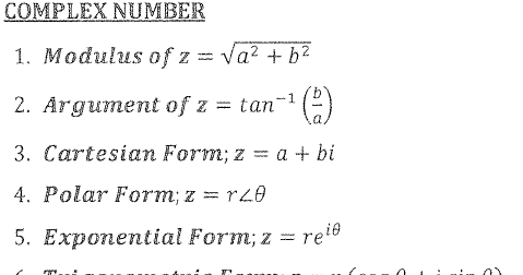 Summary of Chapter 3 | Complex Number | List of Formula | June 2017 ...