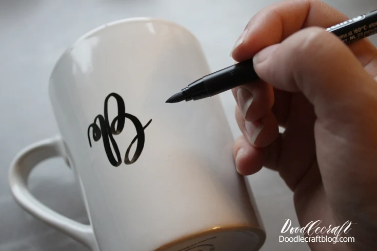 Ceramic Mug Brush Lettering Calligraphy DIY