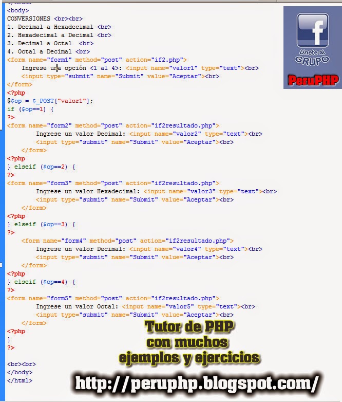 TUTOR PHP: Ejercicio: Uso de IF-ELSE-ELSEIF 2