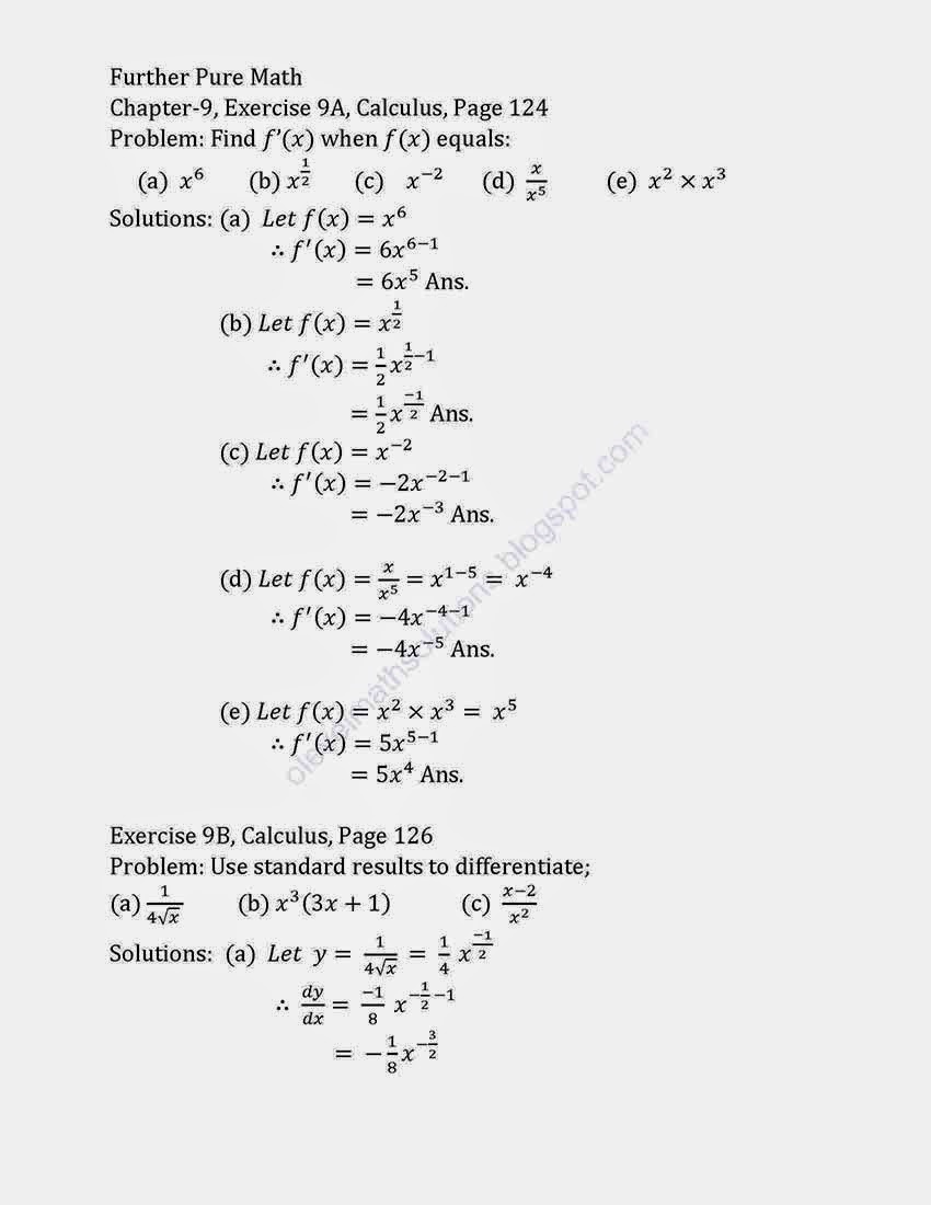 Further Pure Mathematics, Student Book, Chapter-9 ~ O Level, A Level ...