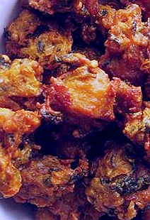 eatdrinkcooking: Shahi Murgh Pakora - Hähnchenfleisch im Kichererbsenmantel