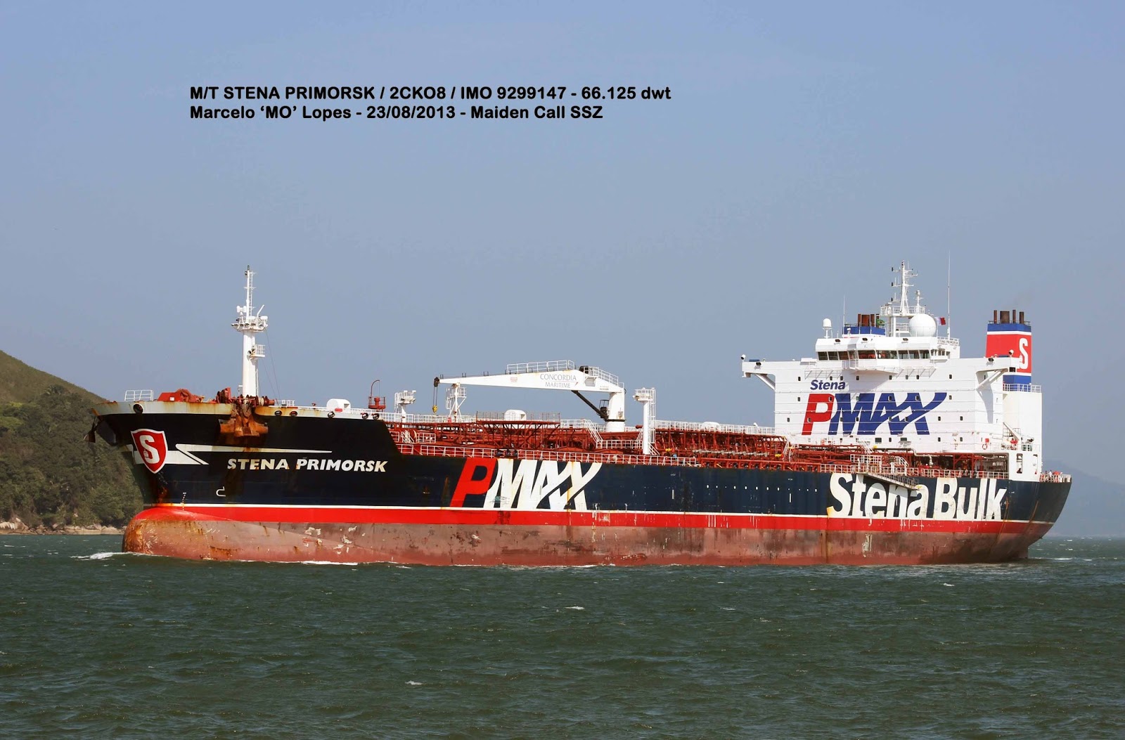 Santos Shiplovers: M/T Stena Primorsk / 2CKO8 - Maiden call Santos of a Stena's PMax class vessel