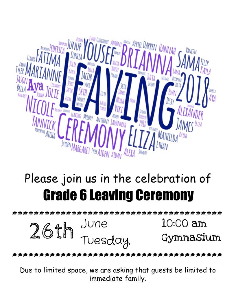 Leaving Ceremony Invitation | St. Bernard